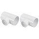 3" x 2" 3 Way Tee Pipe Fittings UPVC, 2 Pack Joint Coupling Pipe Adapter, White - Bed Bath ...